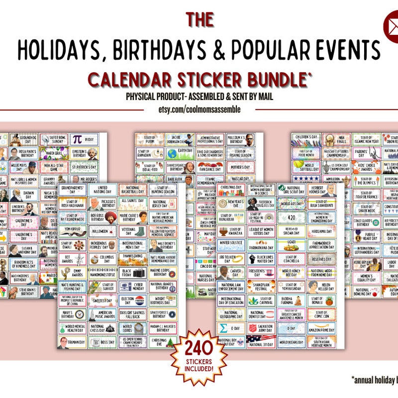 Calendar Stickers - Etsy