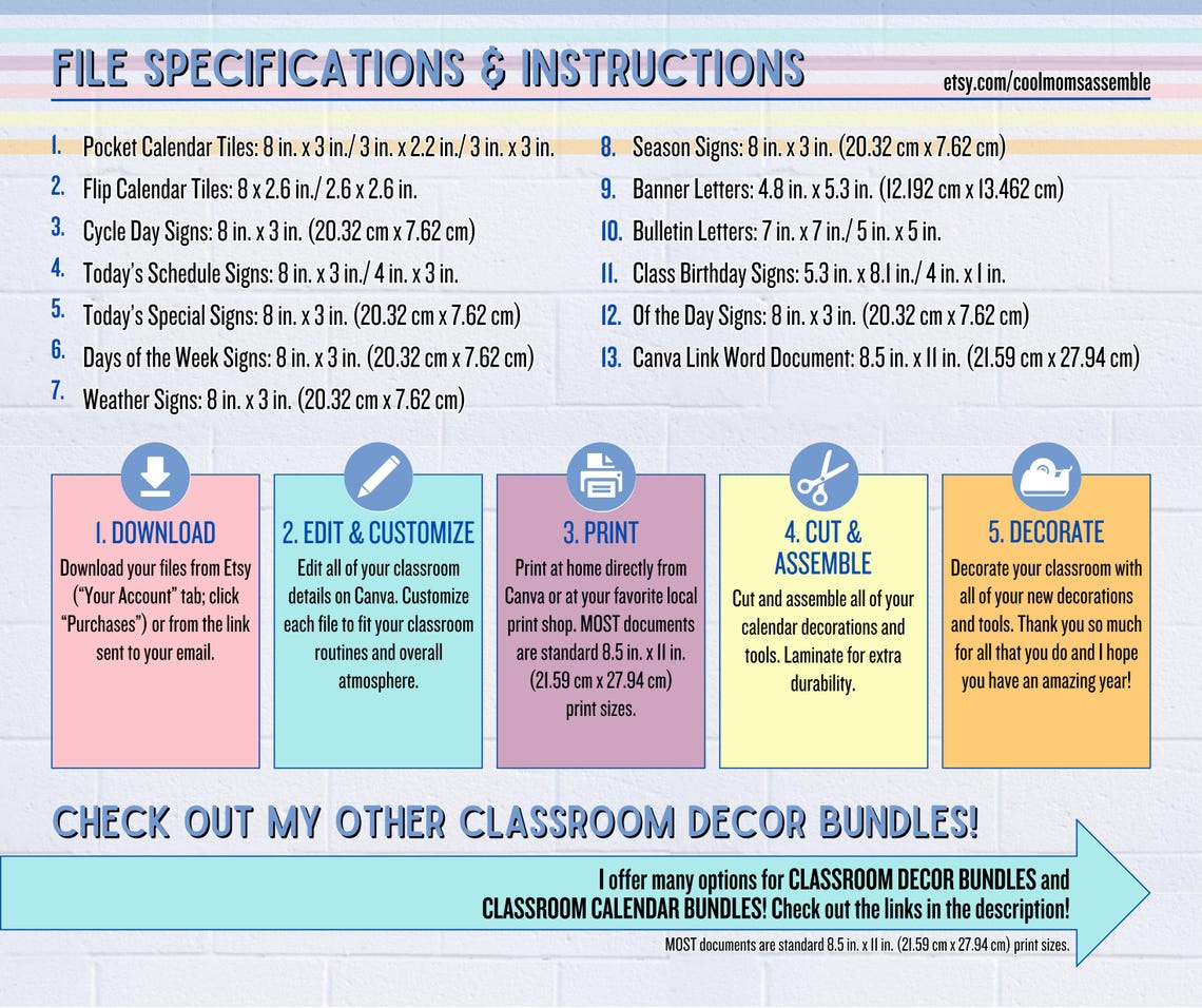 Pretty Pastels Classroom Calendar Bundle- School Calendar Bundle ...