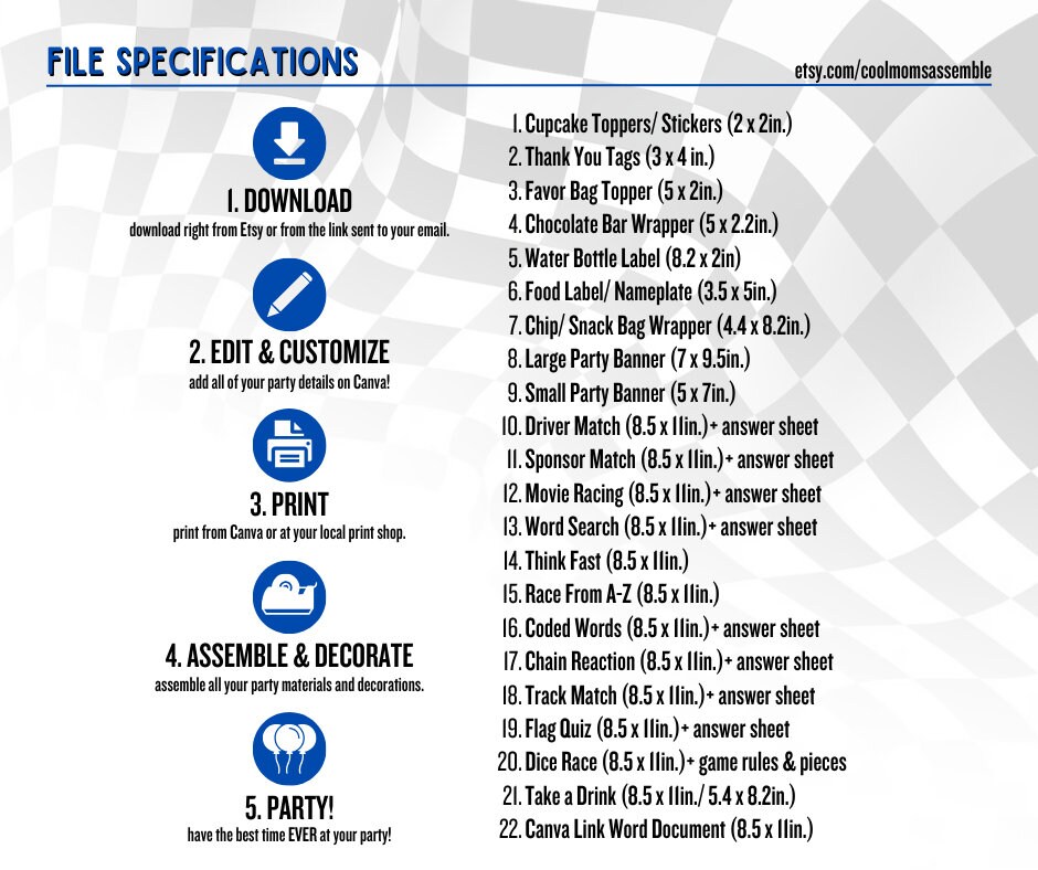 Auto Racing Party Pack Racing Party Pack Racing Party Games Printable ...