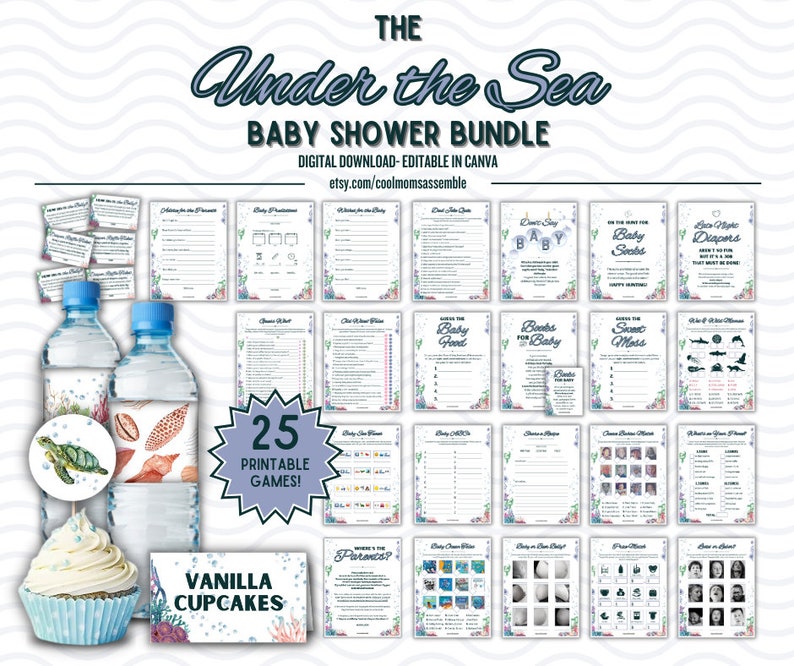 Under the Sea Baby Shower Bundle Digital Download Ocean Baby Shower ...