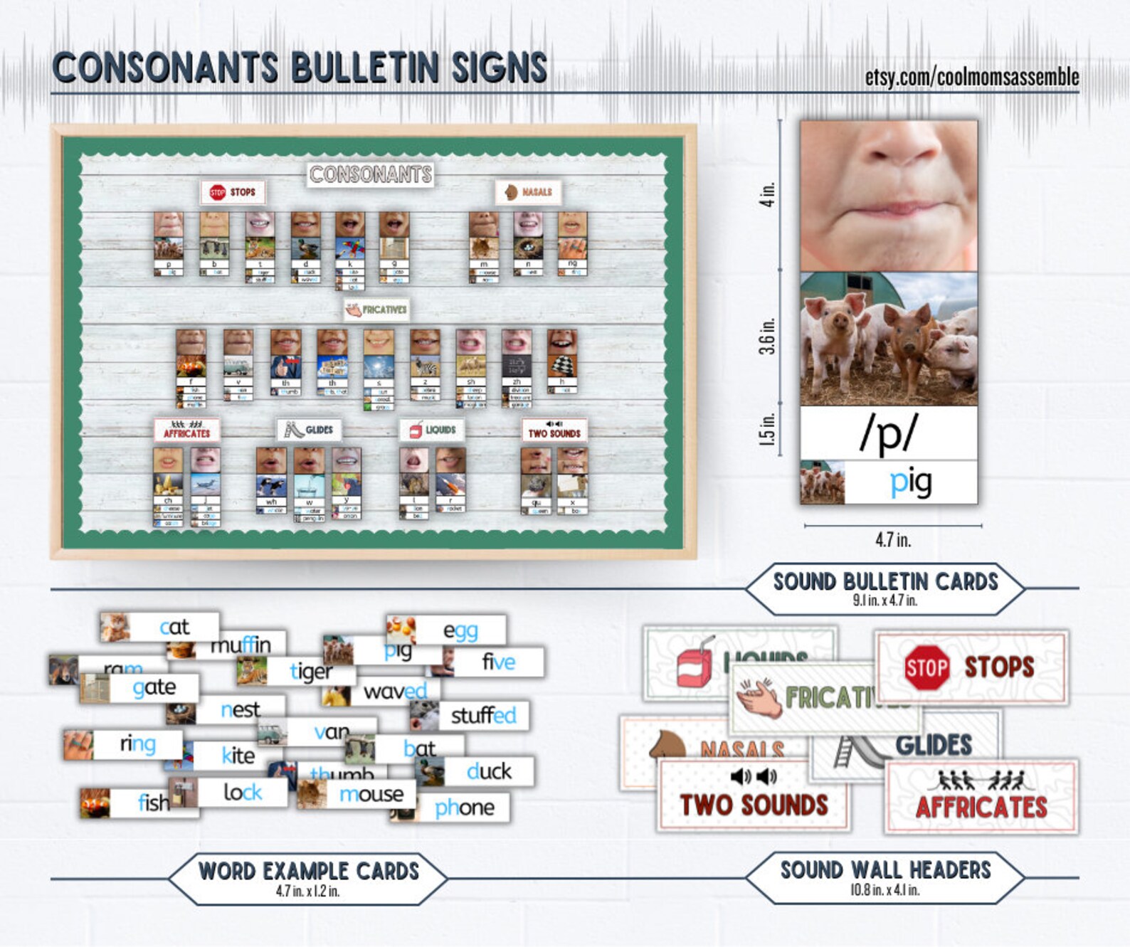 Sound Wall Classroom Decor Kit- Early Elementary- Sound Flash Cards ...