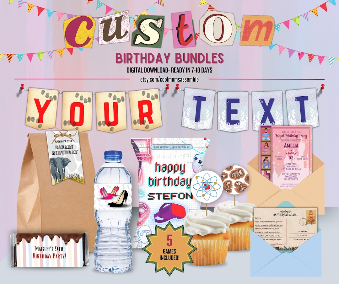 Custom Birthday Bundles- Custom Birthday Party Decorations- Custom ...