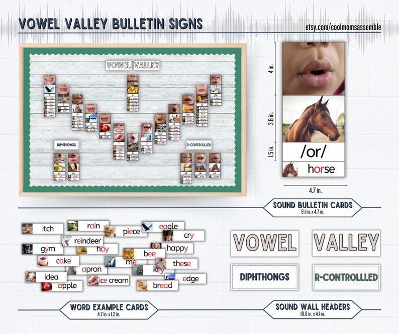 Sound Wall Classroom Decor Kit- Early Elementary- Sound Flash Cards ...