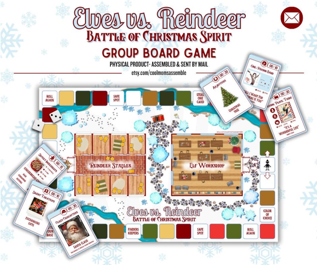 Elves Vs. Reindeer: Battle of Christmas Spirit Board Game- Family Board ...