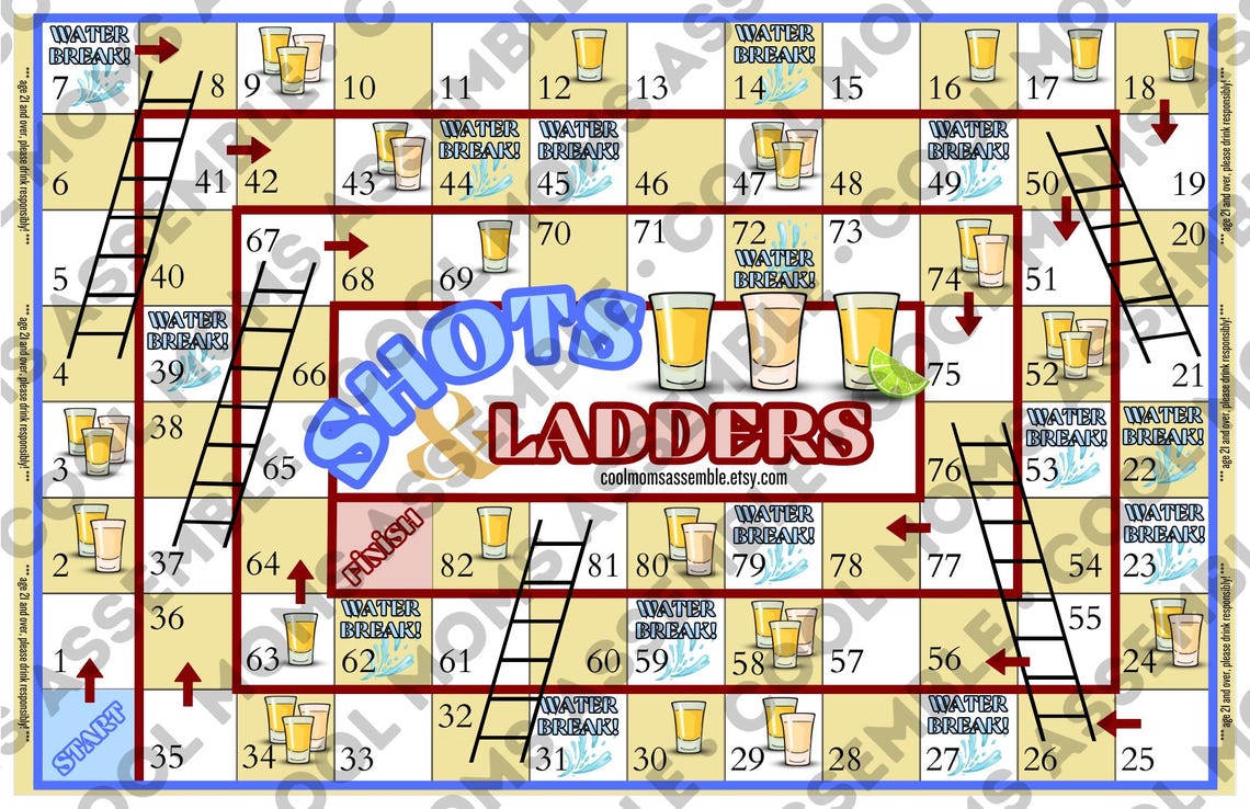 Shots & Ladders Nostalgic Drinking Game- Digital Download- Bachelorette ...