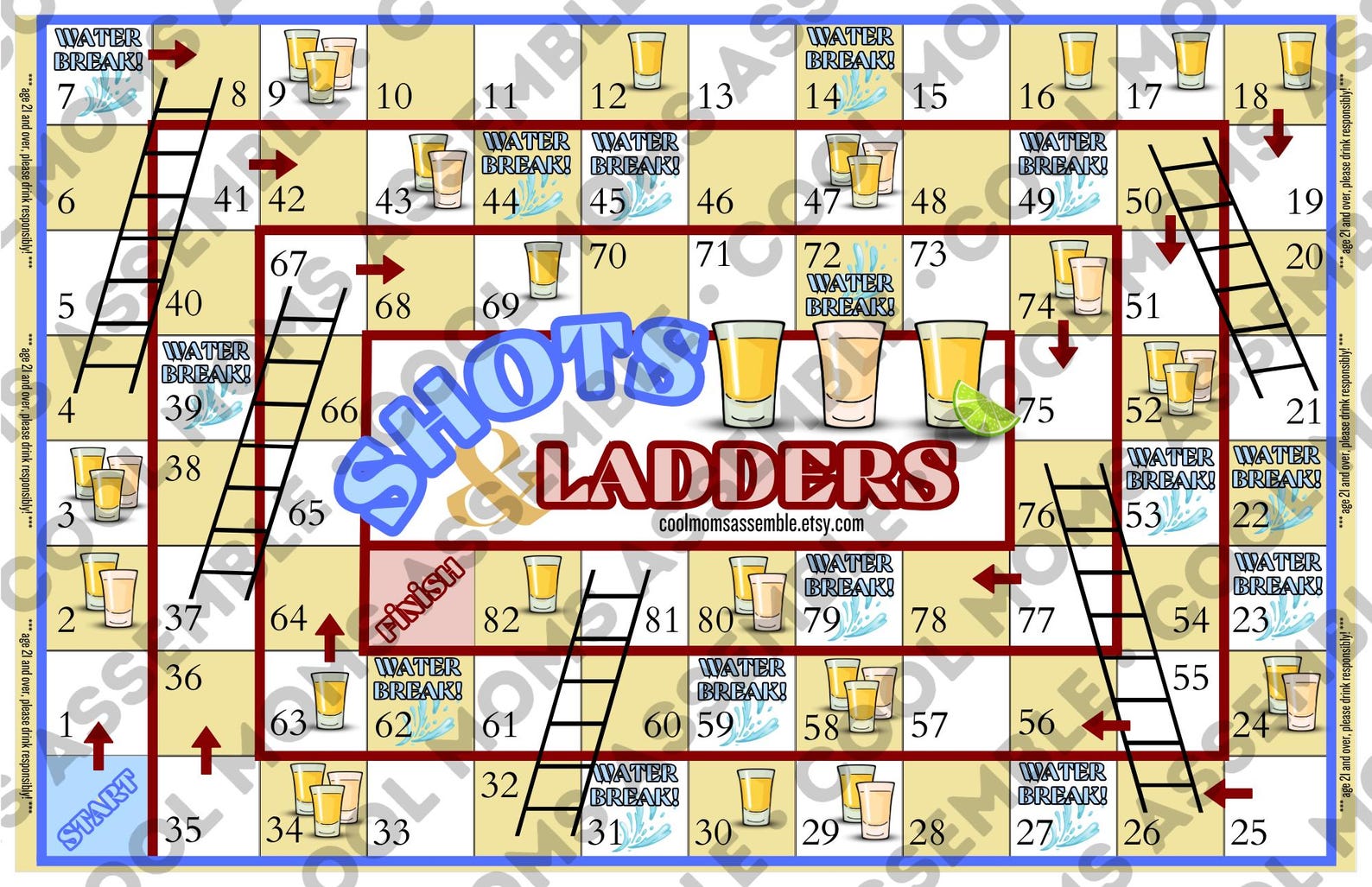 Shots & Ladders Nostalgic Drinking Game- Digital Download- Bachelorette ...