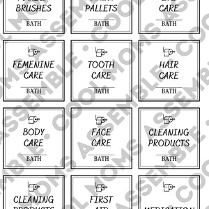 Bathroom Label Bundle- 48 Label Bundle- White Labels- Black Labels ...