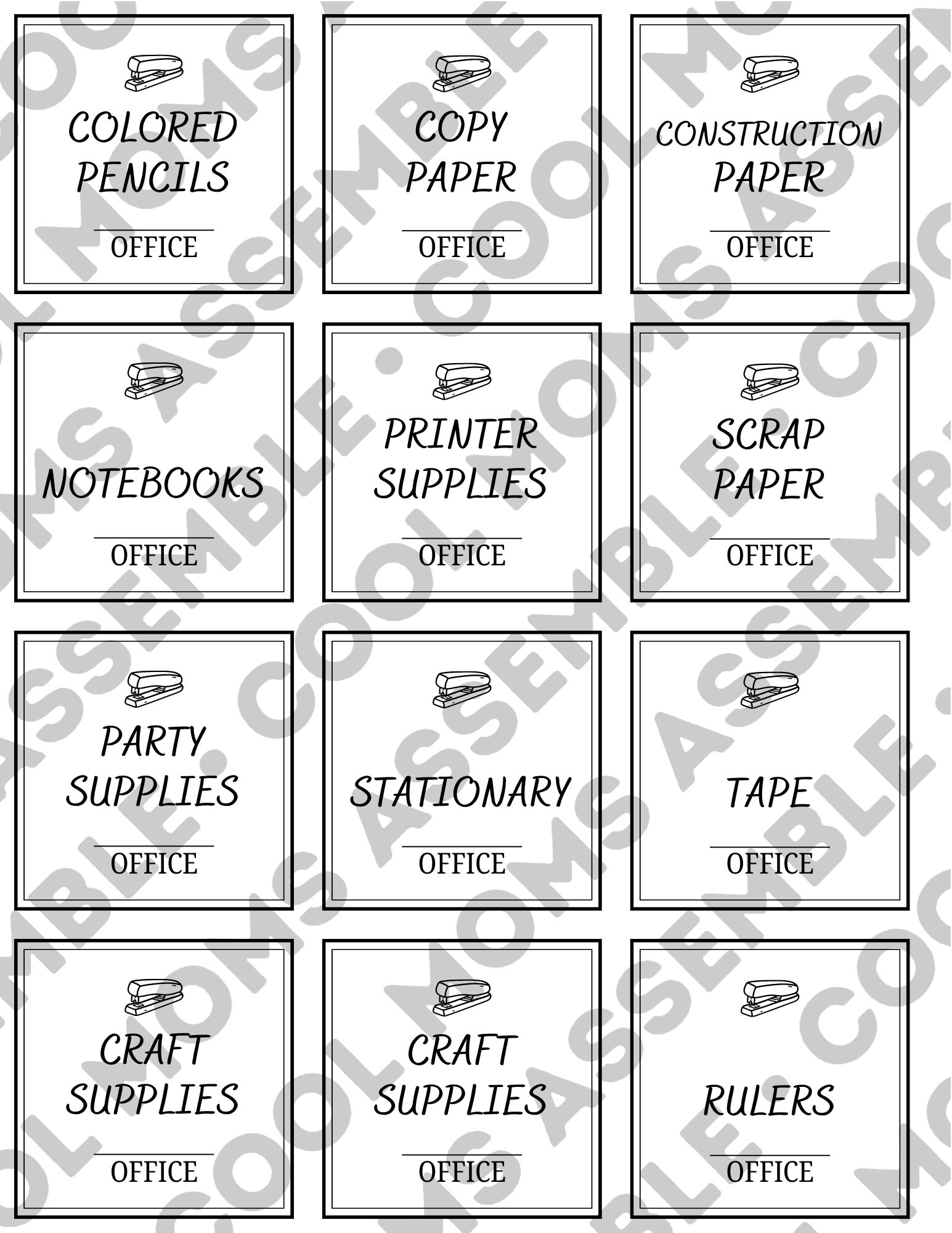 Office Label Bundle- Classroom Label Bundle- White Labels- Black Labels ...