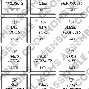 Bathroom Label Bundle- 48 Label Bundle- White Labels- Black Labels ...