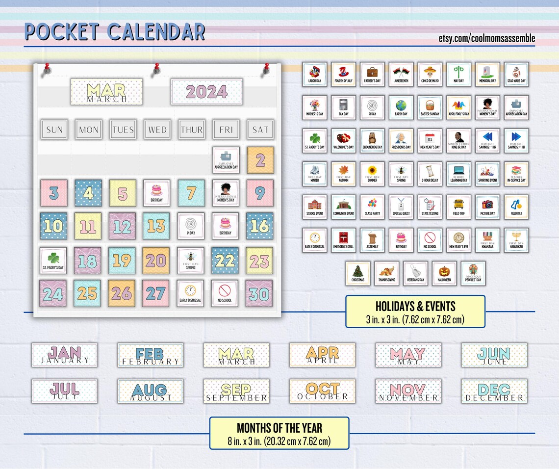 Pretty Pastels Classroom Calendar Bundle- School Calendar Bundle ...