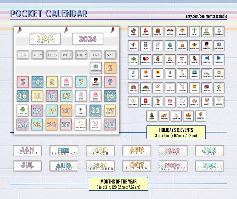 Pretty Pastels Classroom Calendar Bundle- School Calendar Bundle ...