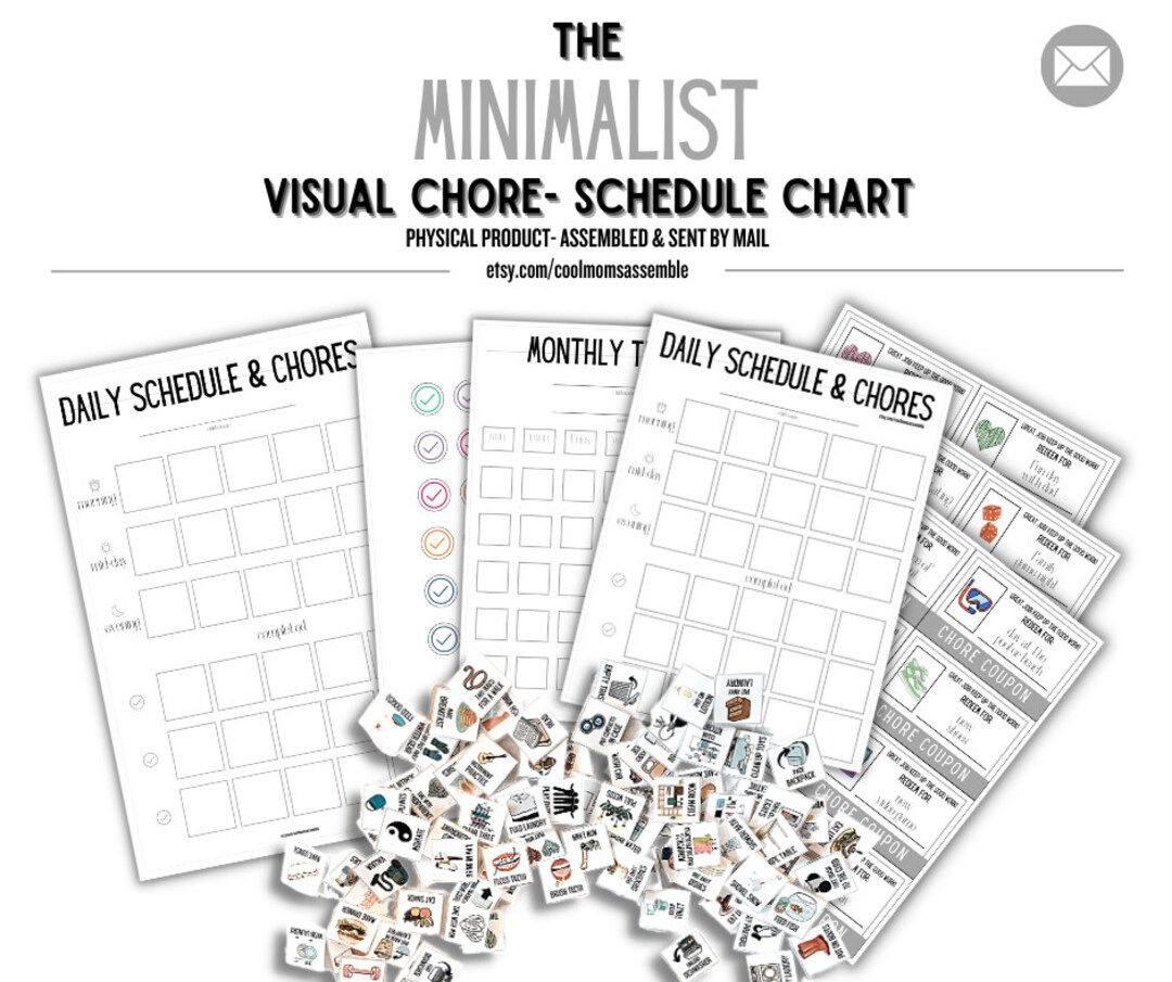 Minimalist Visual Chore- Schedule Chart- Daily Responsibilities for ...