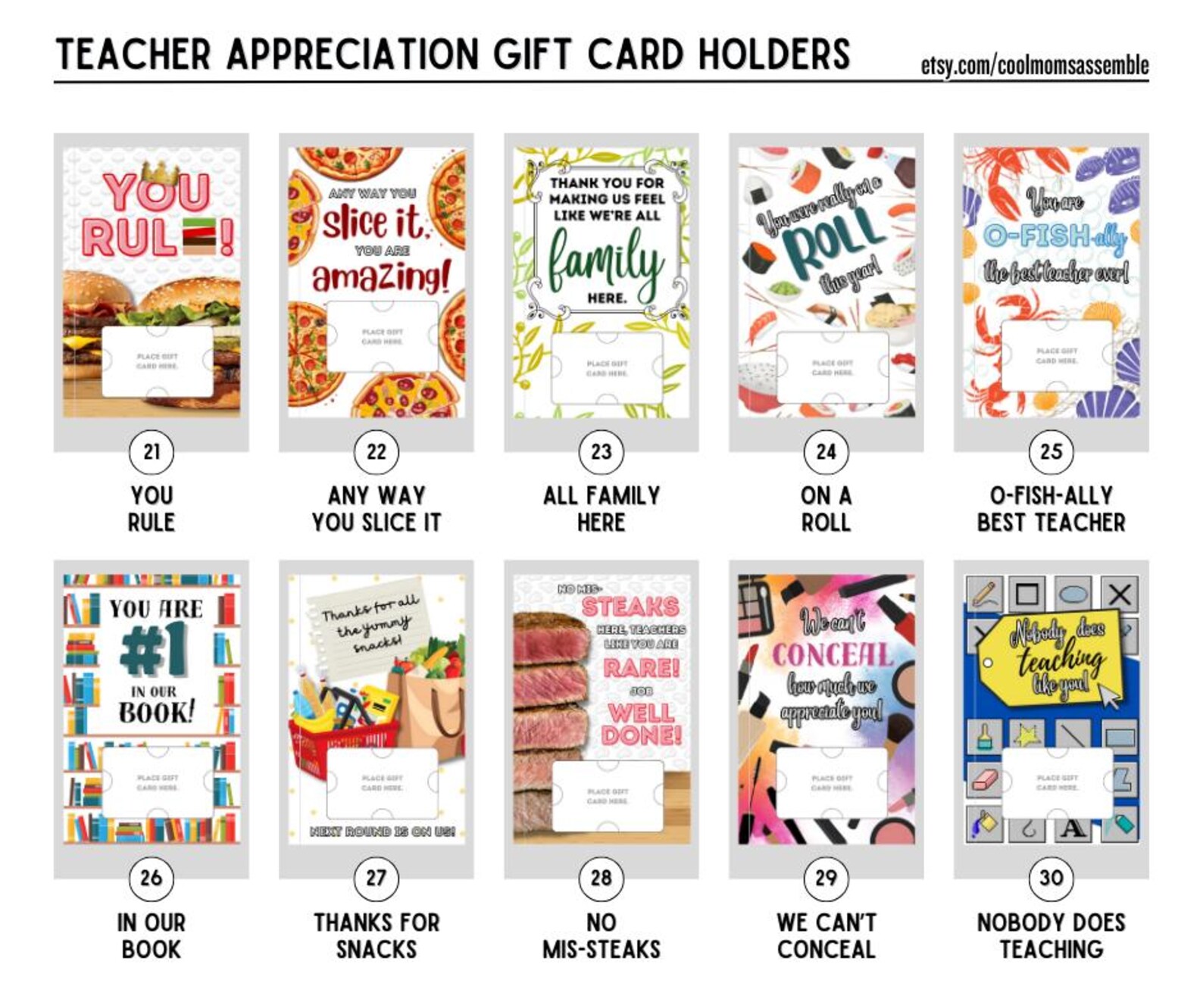Teacher Appreciation Gift Card Booklet- Custom Teacher Gift Card ...