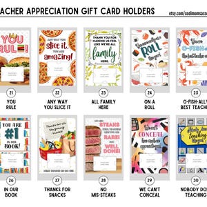 Teacher Appreciation Gift Card Booklet- Custom Teacher Gift Card ...