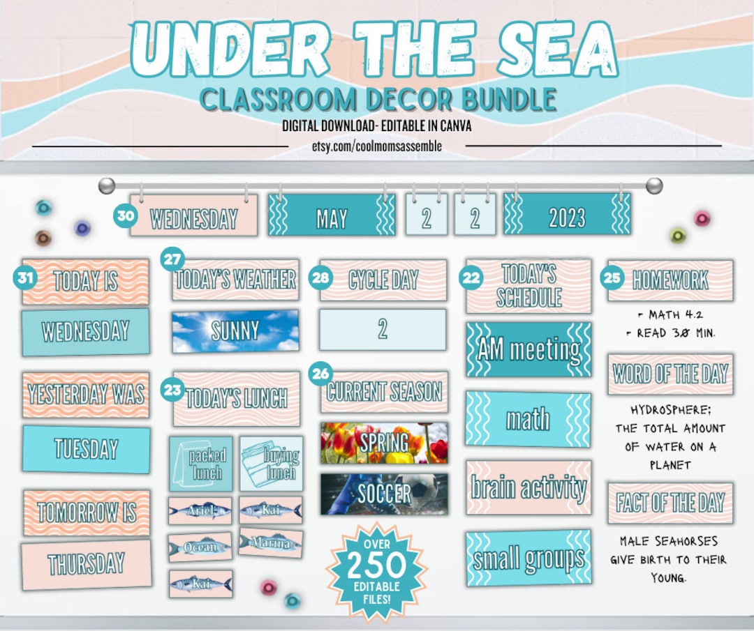 Under the Sea Classroom Décor Bundle- Digital Download- Classroom Signs ...
