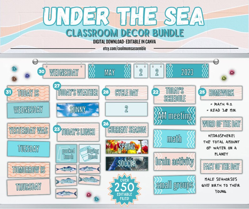 Under the Sea Classroom Décor Bundle Digital Download Classroom Signs ...