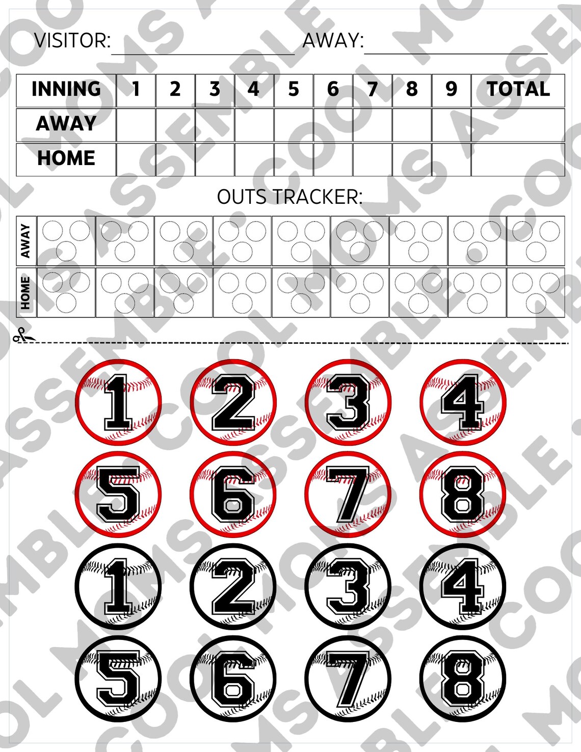 Baseball Dice Game- Printable Baseball Game- Baseball Party Game ...