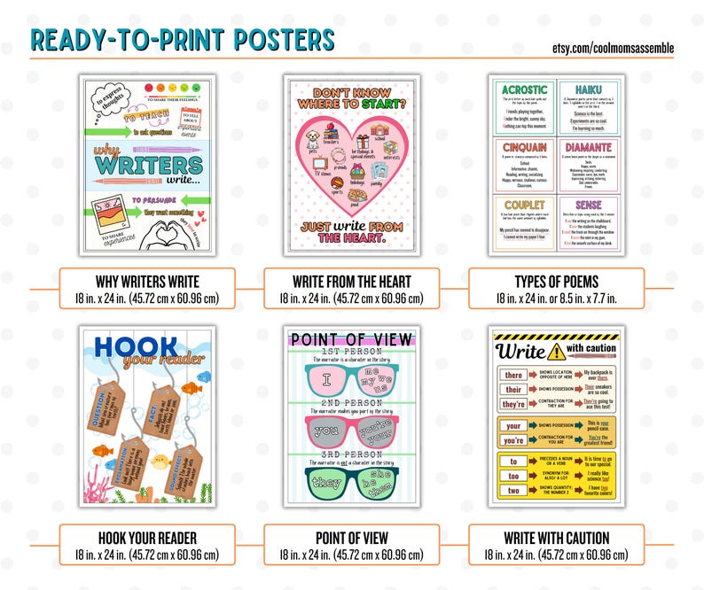 Writing Posters Classroom Decor Bundle- Grammar Posters- Teacher ...