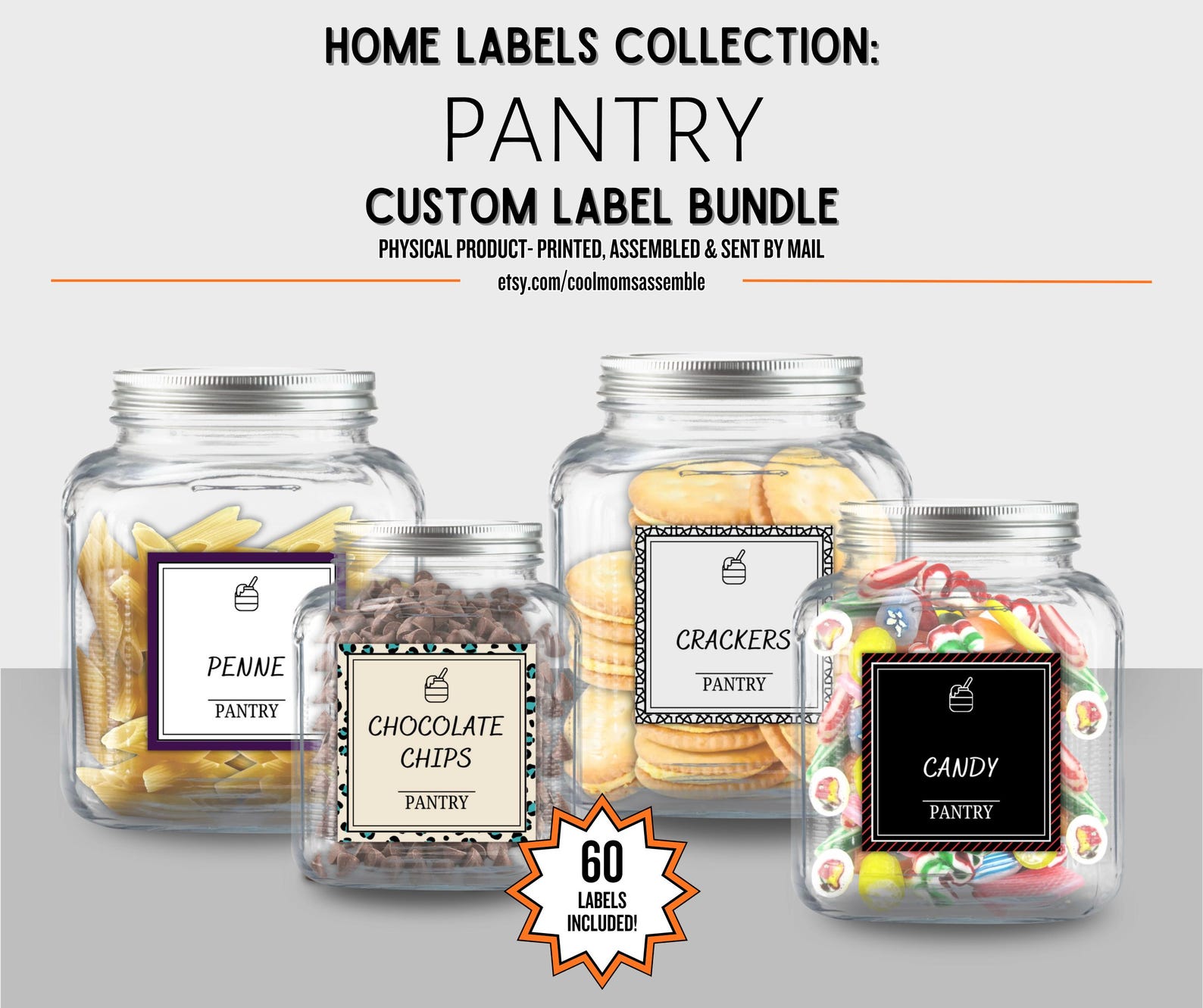 Pantry Label Bundle- Kitchen Label Bundle- White Labels- Black Labels ...