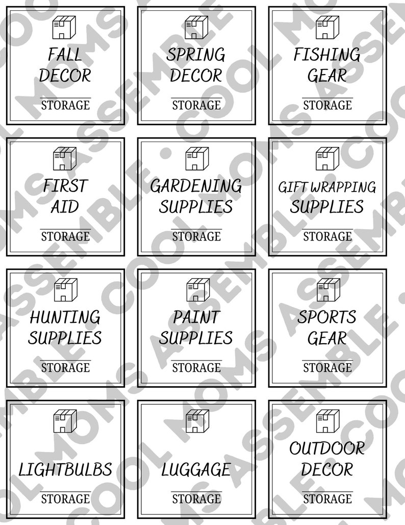 Garage Label Bundle- Storage Label Bundle- White Labels- Black Labels ...