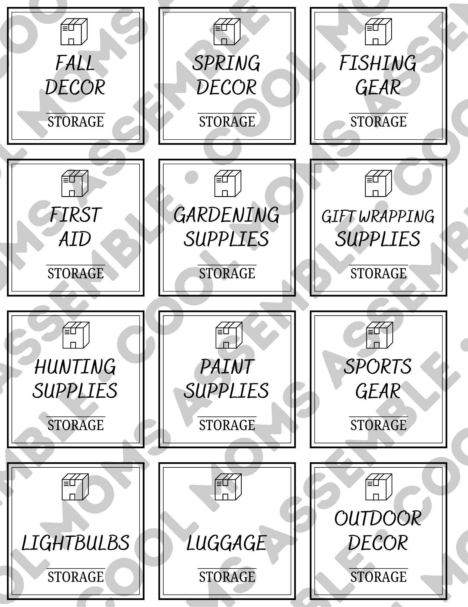 Garage Label Bundle- Storage Label Bundle- White Labels- Black Labels ...