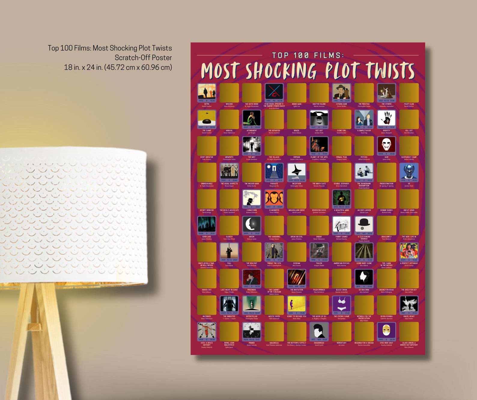 Top 100 Films: Most Shocking Plot Twists Scratch-off Poster- Movie ...