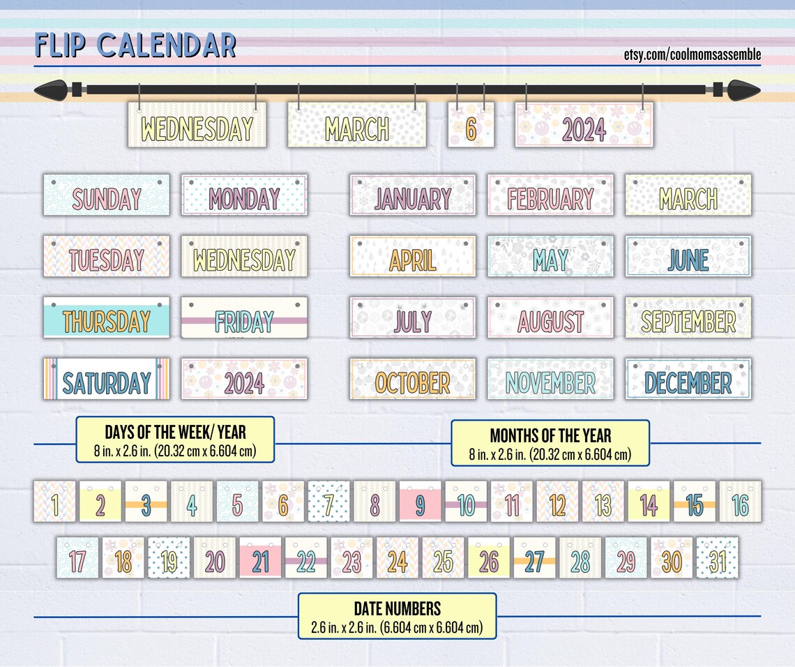 Pretty Pastels Classroom Calendar Bundle- School Calendar Bundle ...