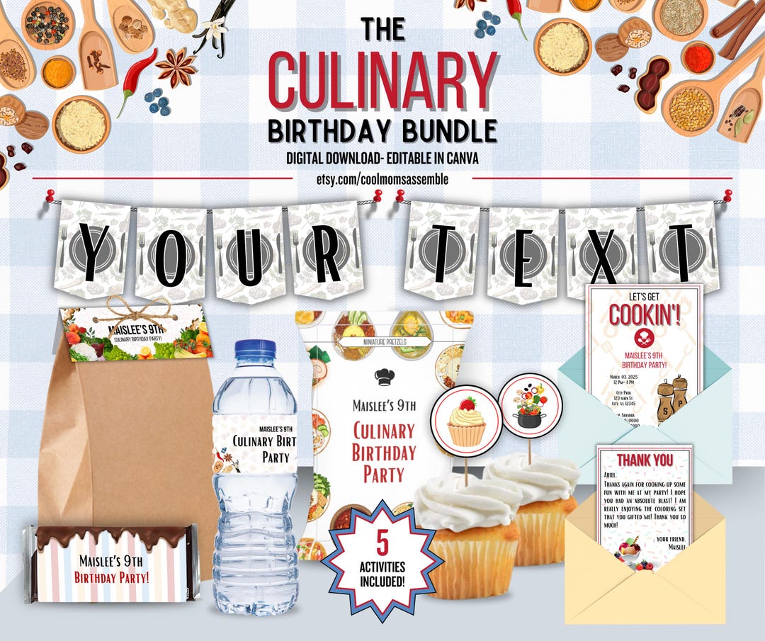 Culinary Birthday Bundle- Chef Birthday Party- Culinary Party Games ...