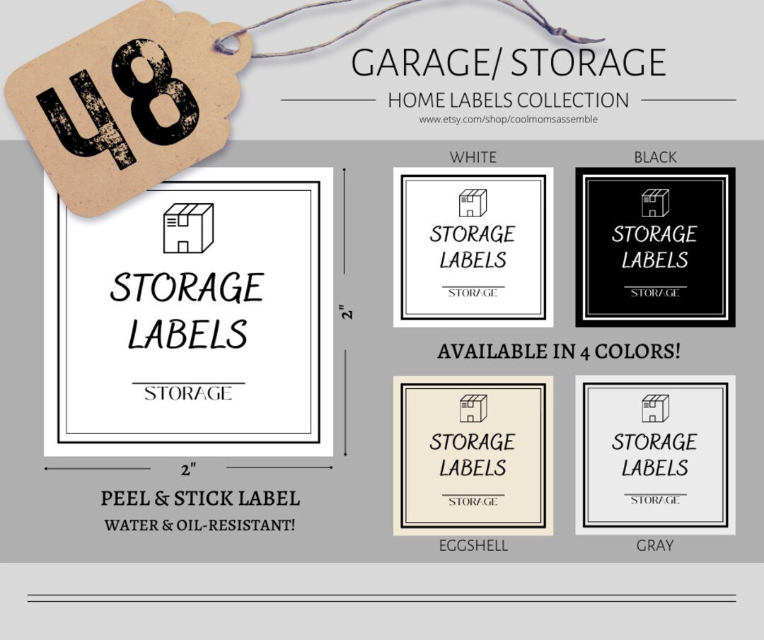Garage Label Bundle Storage Label Bundle White Labels Black Labels ...