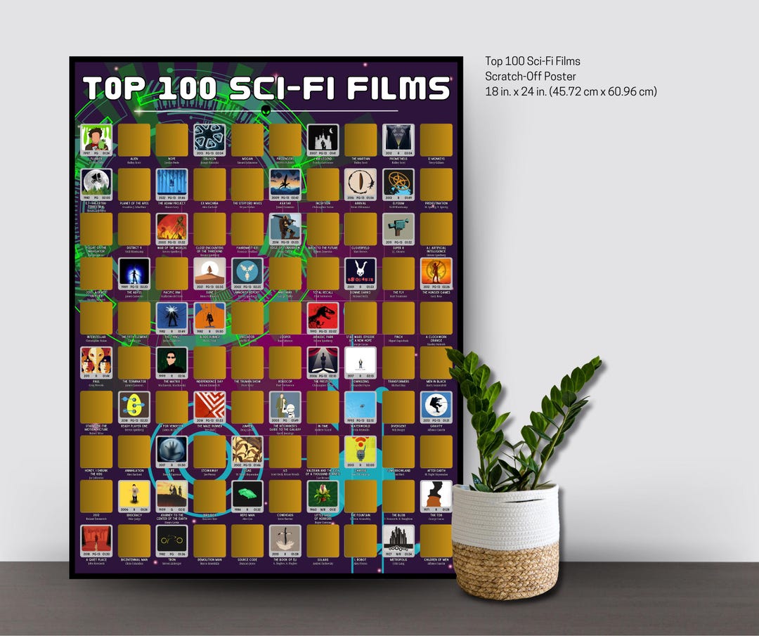 Top 100 Sci-fi Films Scratch-off Poster- Movie Posters- Family Movie ...