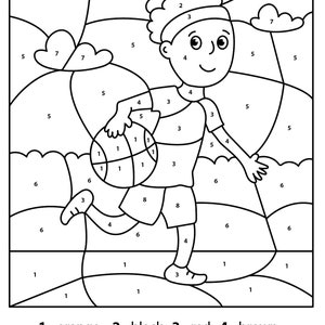 Children's Sports Coloring Book Color by Numbers and - Etsy