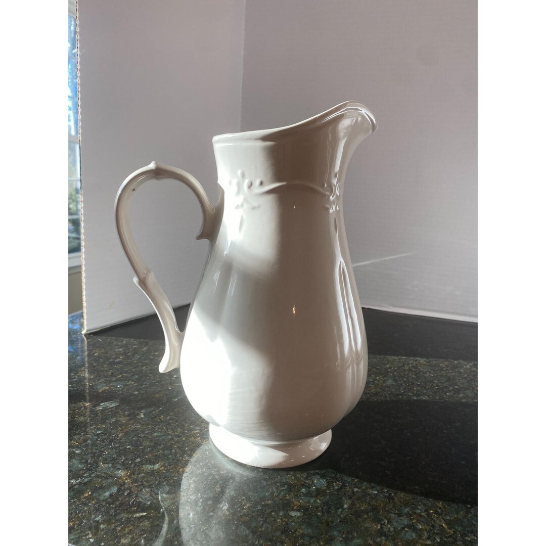 Southern Living at Home Gallery White Ware Ceramic Pitcher - Etsy