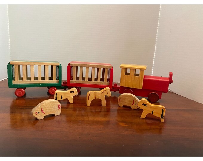 Vintage Wooden Circus Train With Boxcars and Animals - Etsy
