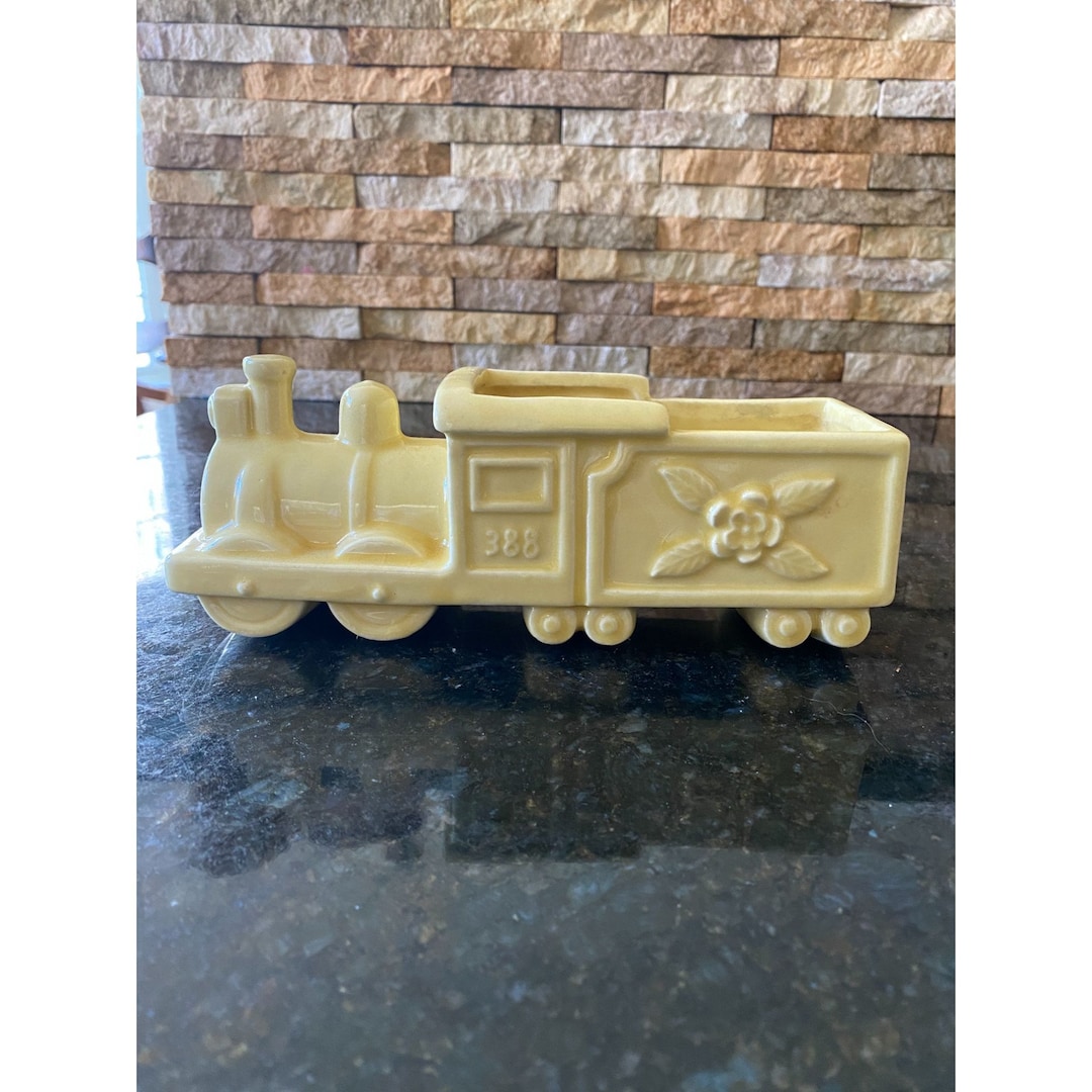 Vintage 1950s 8 Inch Yellow Train Engine Locomotive Planter - Etsy