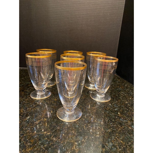 Gold Rim Drinking Glasses - Etsy