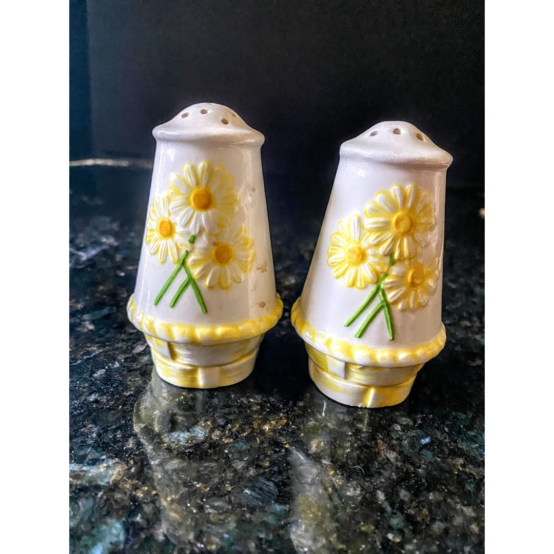 Daisy Salt and Pepper Shakers, Ceramics by Mama, 1976 - Etsy