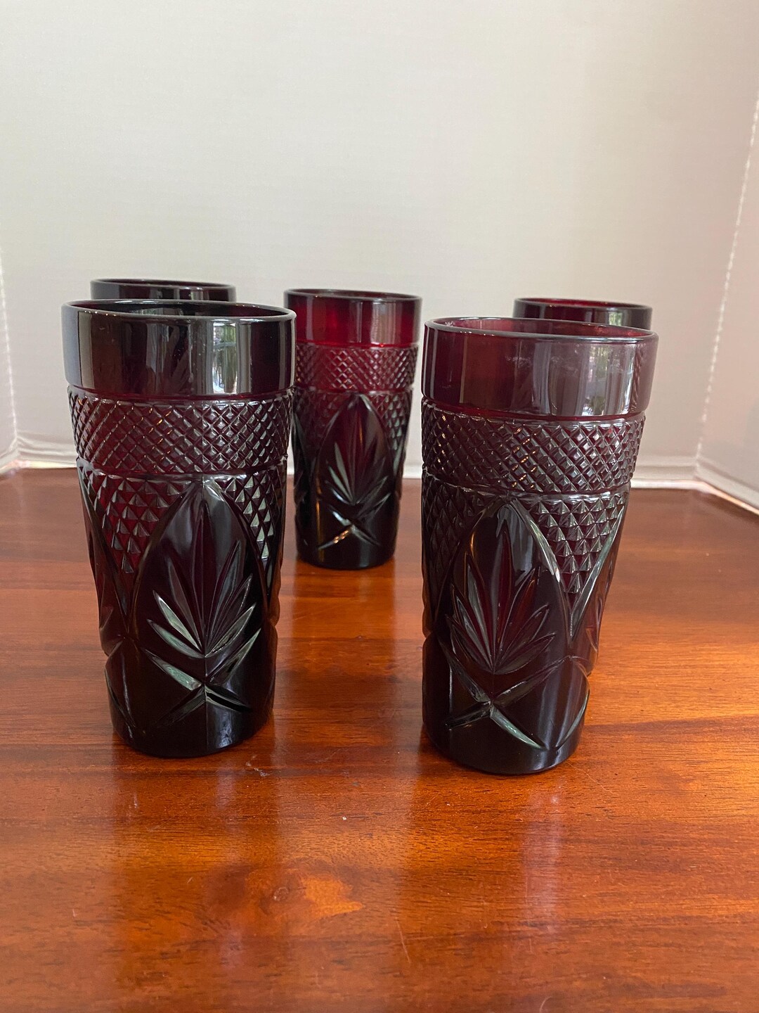 Ruby Red Thick Glassware (qty. 5) - Etsy