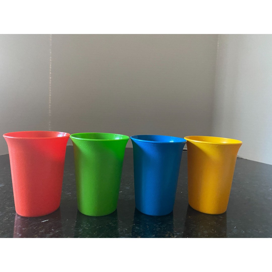 Vintage Tupperware 4" Bell Lipped 7oz Tumblers,, Primary Colors, (qty ...