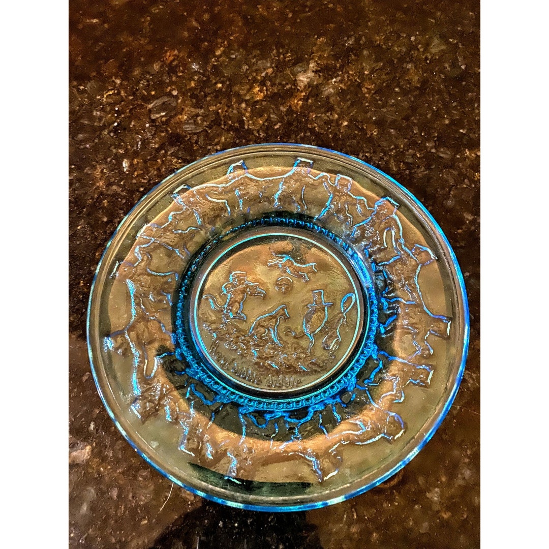 Tiara Glass Etched Hey Diddle Diddle 6 1/2 Inch Blue Child's Plate - Etsy