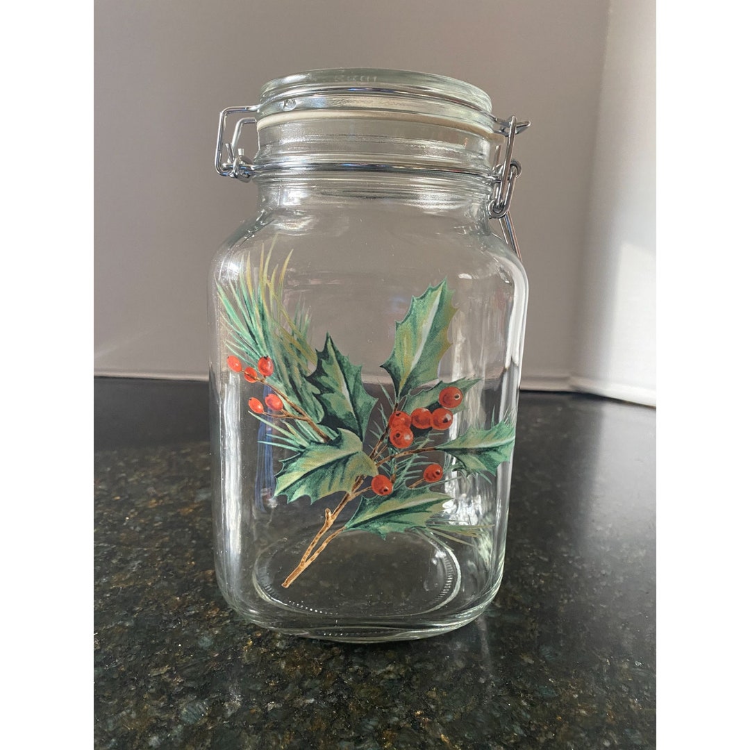 Vintage Hermetically Sealed 2 Liter Storage Glass Container, Christmas ...