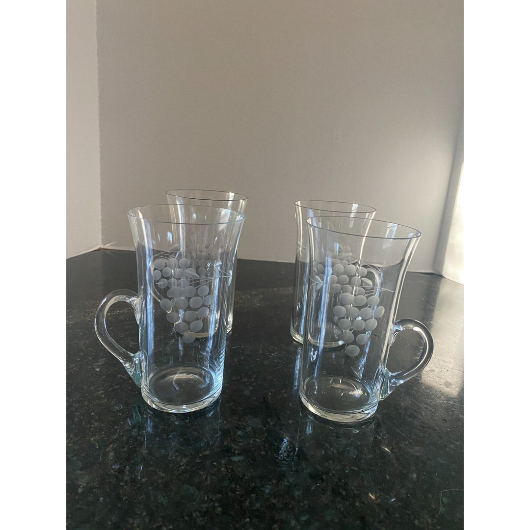 Vintage Etched Grape Cluster 5 Irish Coffee Cups qty. 4 - Etsy