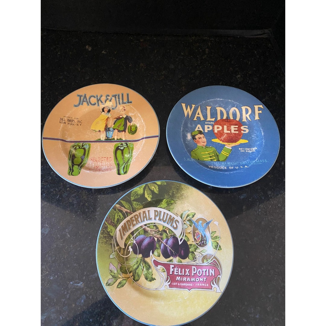 Sakura Tabletrendz, Vintage Labels, Appetizer Plates (qty. 3) - Etsy