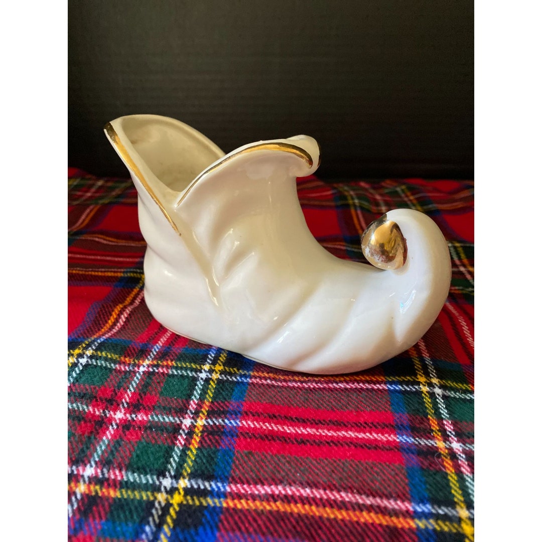 Shawnee White and Gold Elf Bootie, 1950s - Etsy