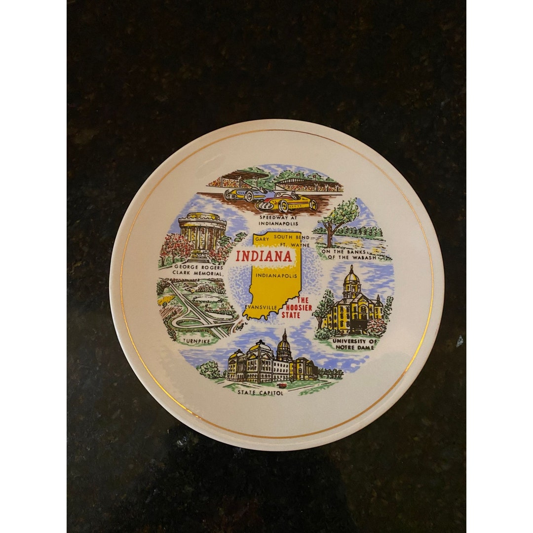 Indiana the Hoosier State 8 1/4 Inch Vintage Souvenir Plate - Etsy