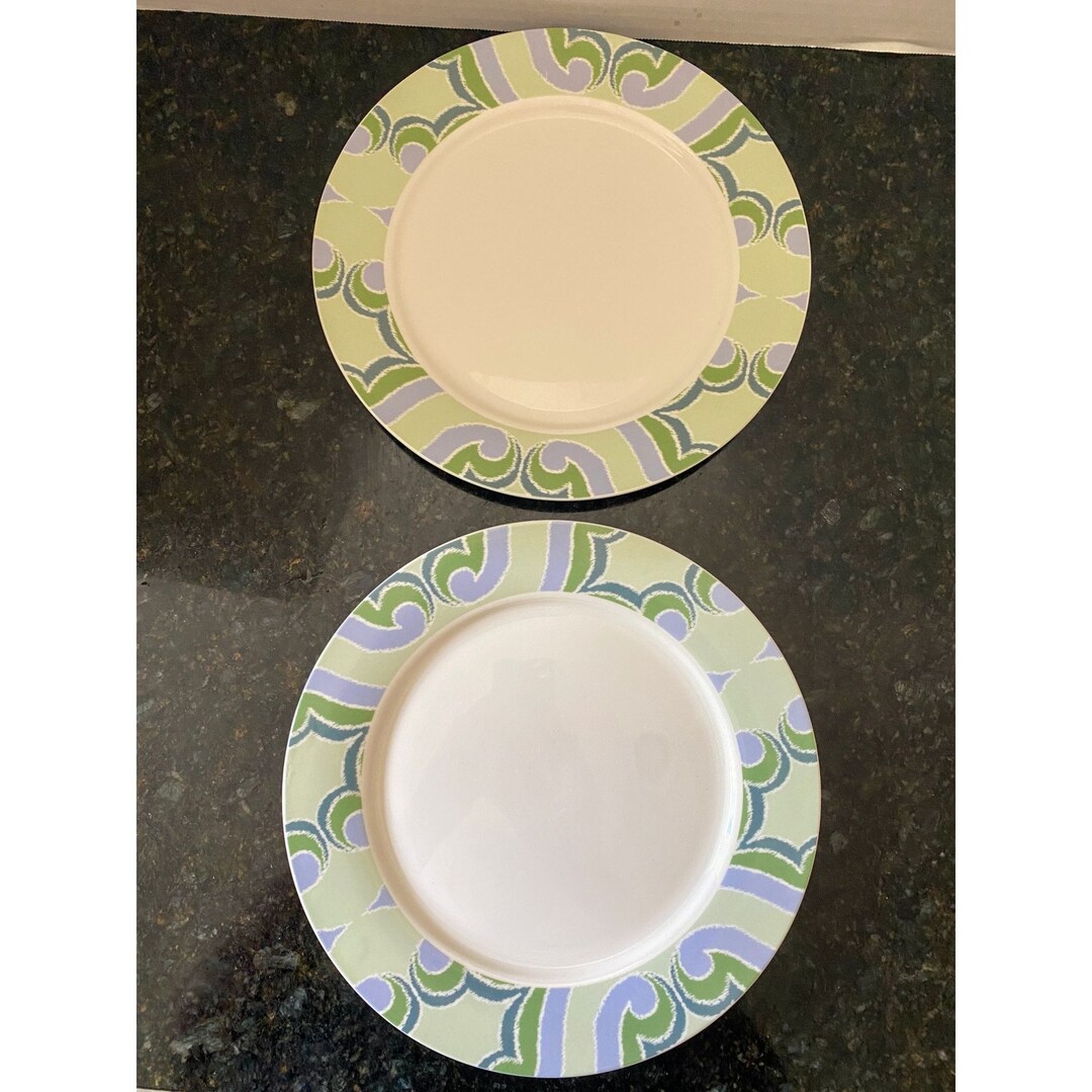 Oneida 10 1/2" Porcelain "amber Green" Dinner Plates, Blue, Green ...