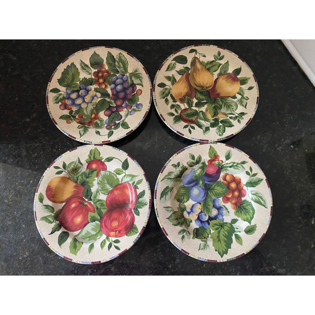 Sakura Oneida 8" Stoneware Fruit Patterned Salad/dessert Plates (qty. 4 ...