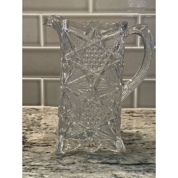 Cut Glass Pitcher with Star Burst Pattern Home & Living Kitchen ...