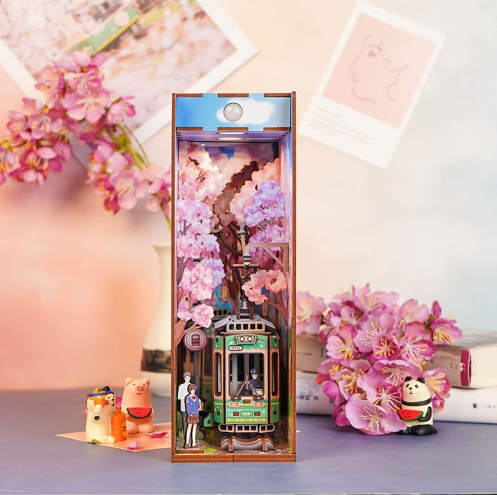 Book Nook Japanese Sakura Diorama Asia Wooden Book Nook - Etsy
