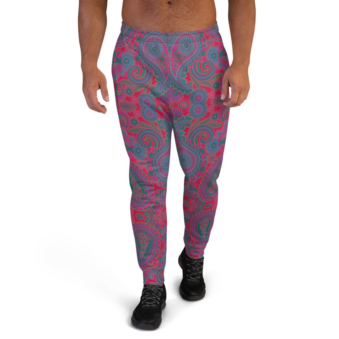 Men Paisley Sweatpants, Paisley Pattern Joggers, Bandana Print Jogging ...