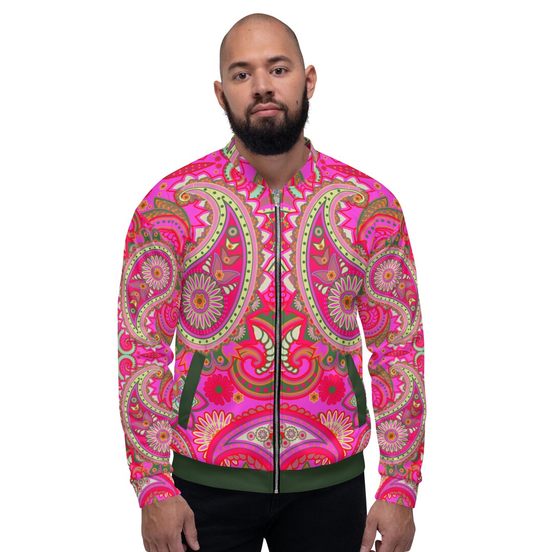 Paisley Men's Bomber Jacket, Paisley Pattern Jacket, 60s Style Jacket ...